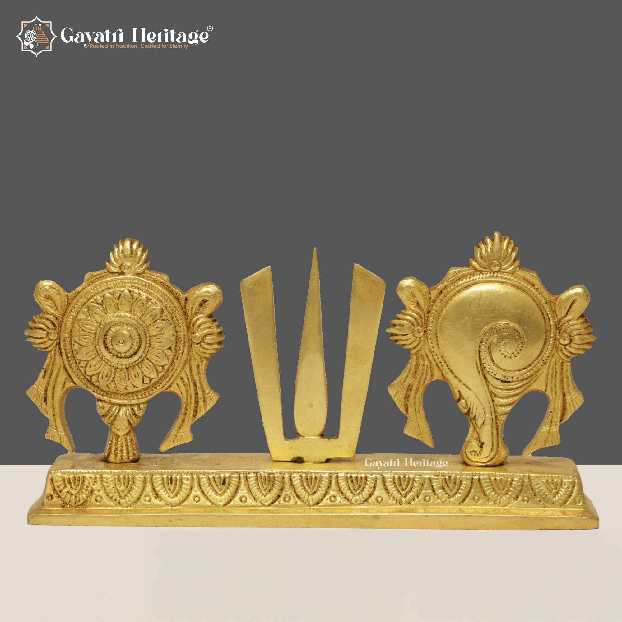 Brass Shankh Chakra Stand – Elegant Spiritual Display | Gayatri Herita ...