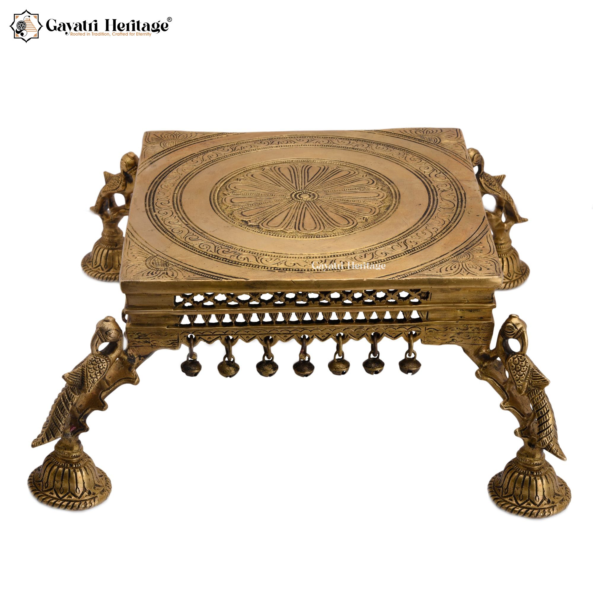 Brass Square Shaped Puja Chowki – Traditional Ritual Décor | Gayatri H ...
