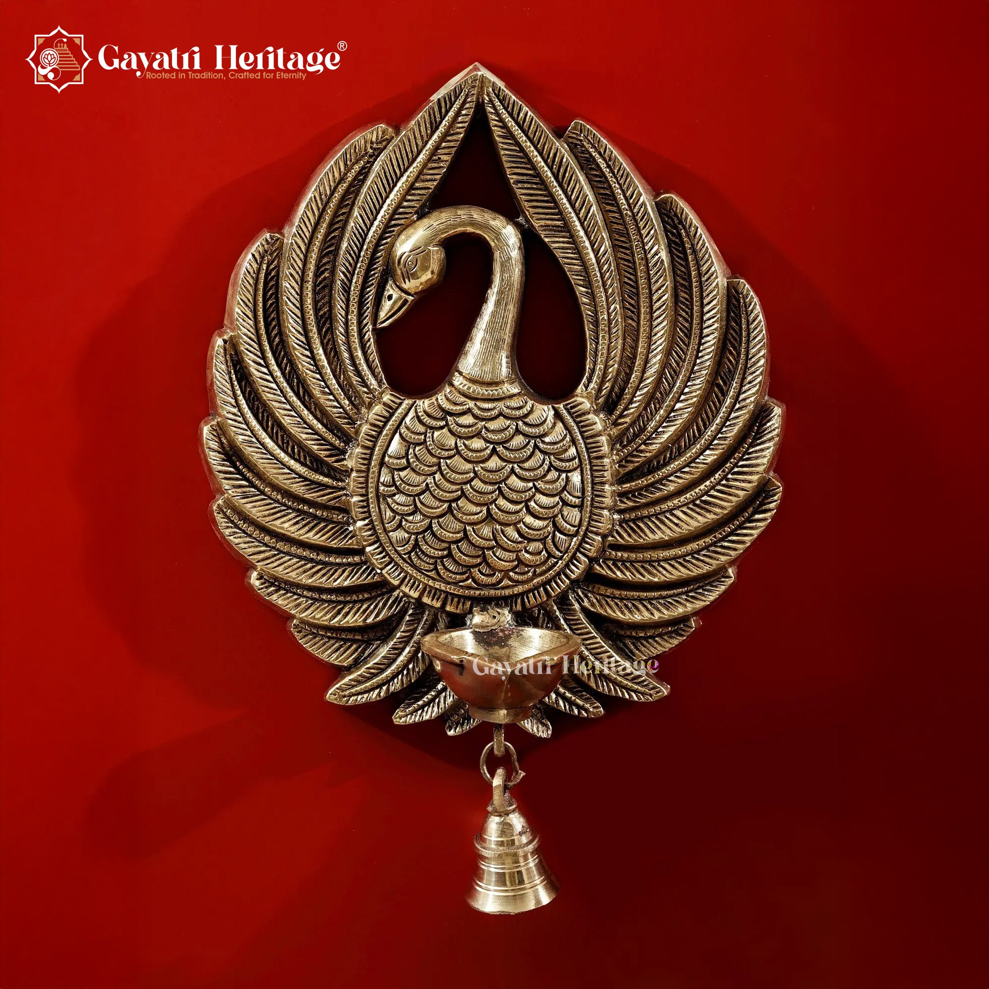 Brass Wall Hanging Peacock Deepam with Bell – Divine Home Decor ...
