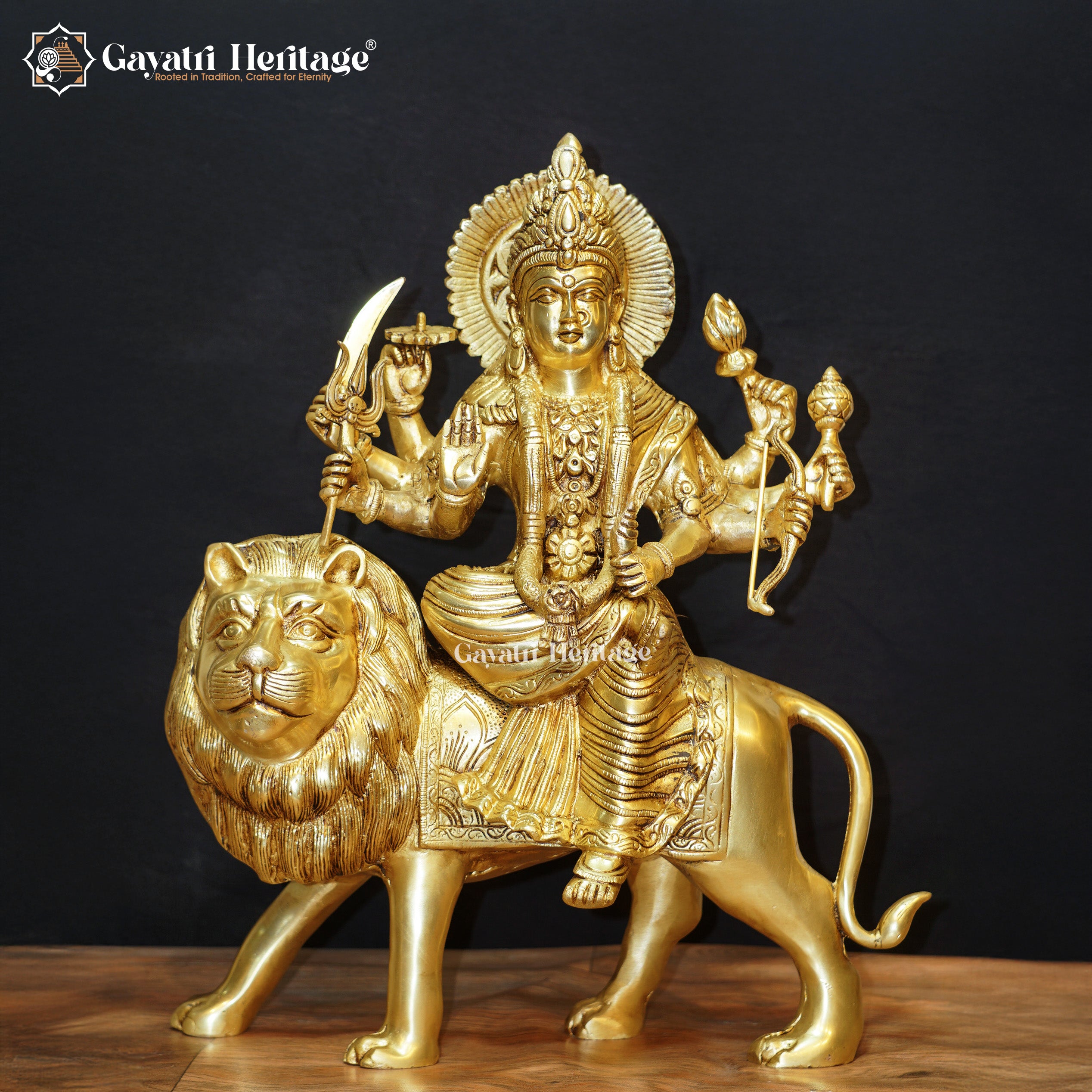 Brass Durga Mata Idol – Antique Finish Divine Power – Gayatri Heritage