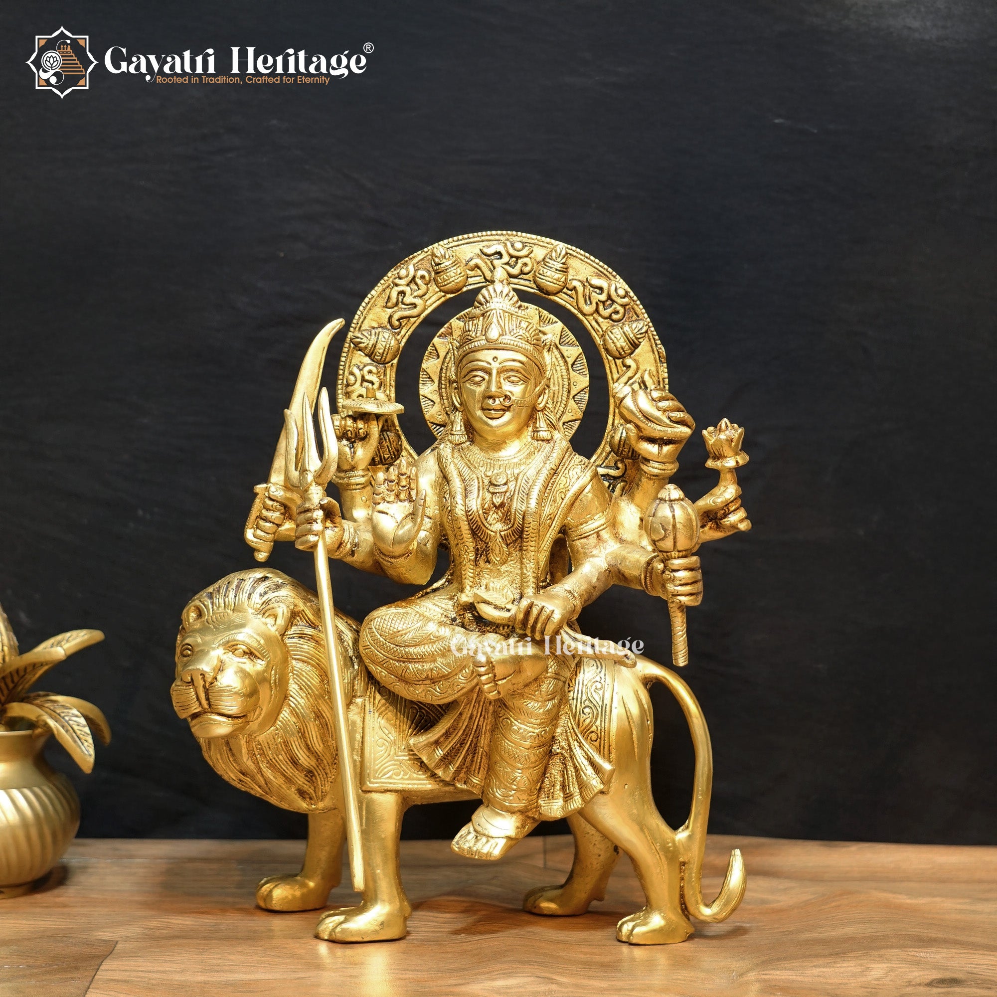 Brass Durga Mata – Double Chakra in Antique Brass Finish – Gayatri Heritage